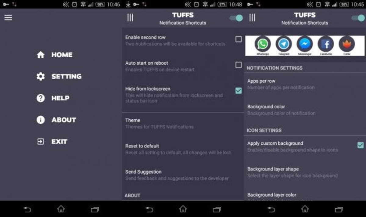 TUFFS, abre tus aplicaciones desde la barra de notificaciones sin ser root