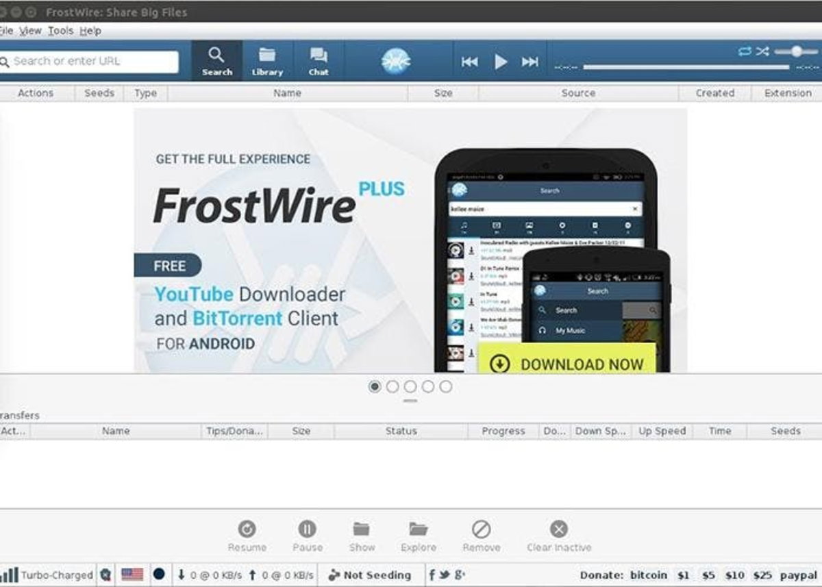 FrostWire, otro buen cliente bittorrent para Ubuntu, Linux Mint y Fedora