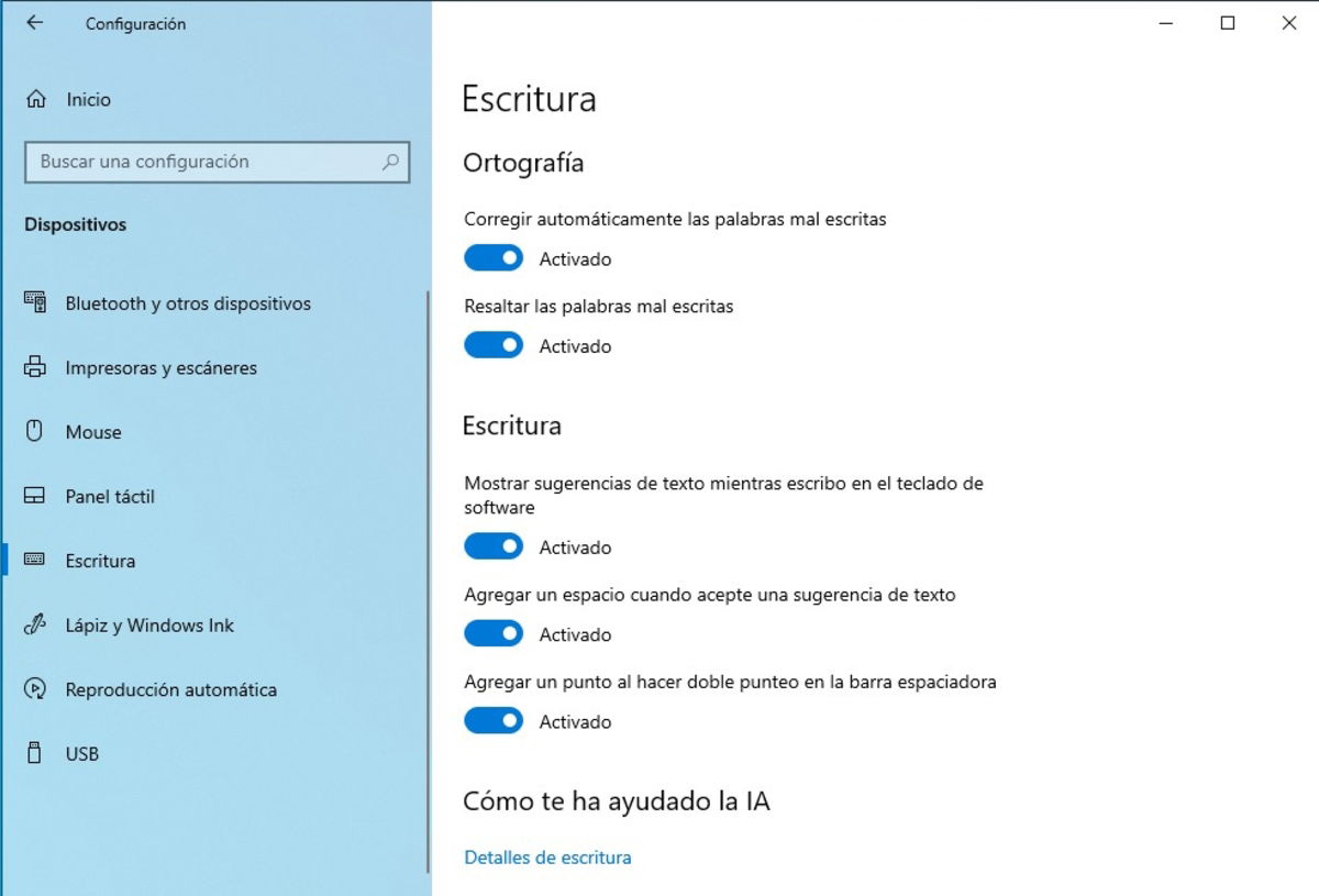 Cómo se activa o desactiva el autocorrector en Windows 10