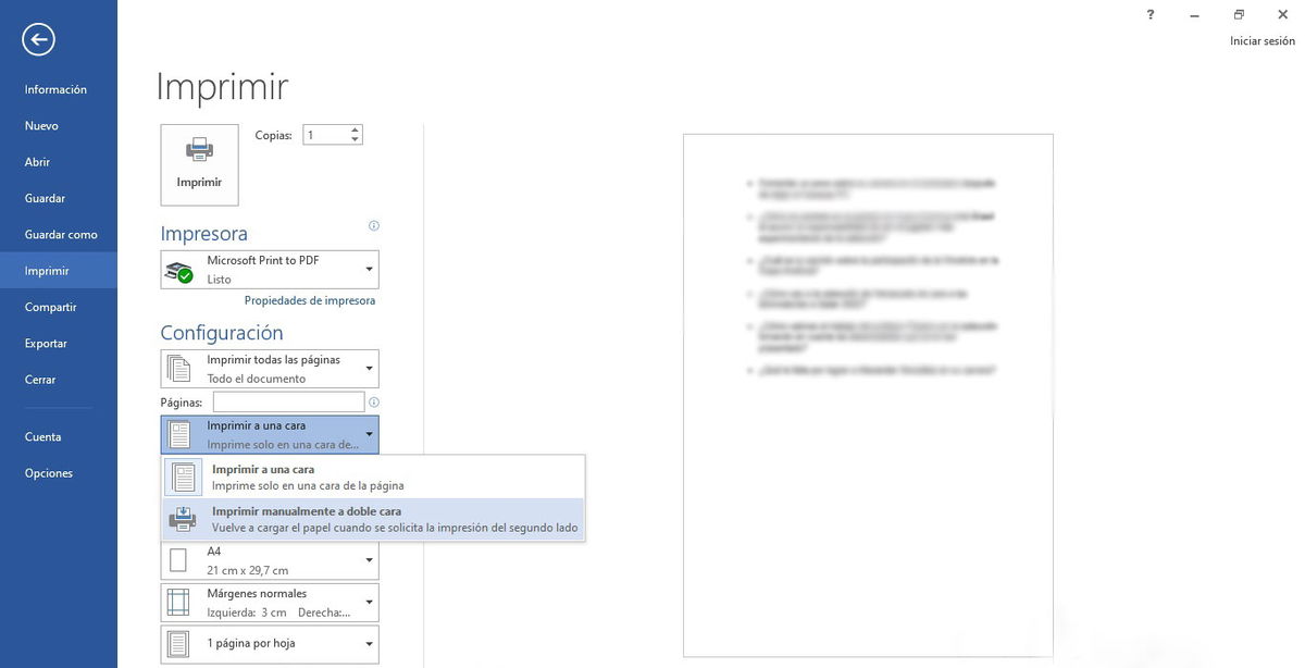 Cómo imprimir un documento de Word por ambos lados