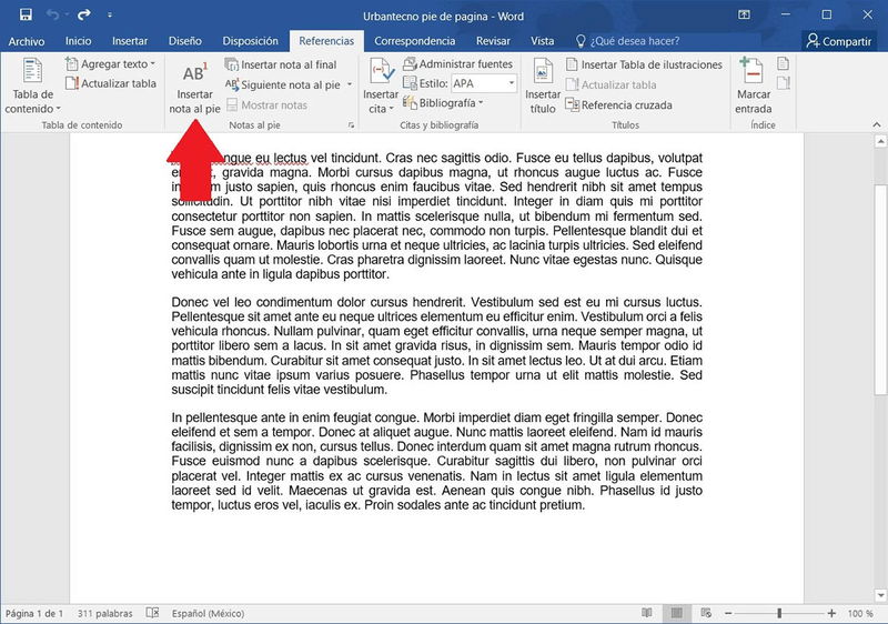Cómo insertar un pie de página en un documento de Word