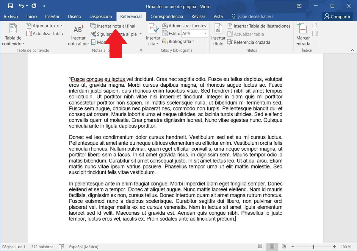 Cómo insertar un pie de página en un documento de Word