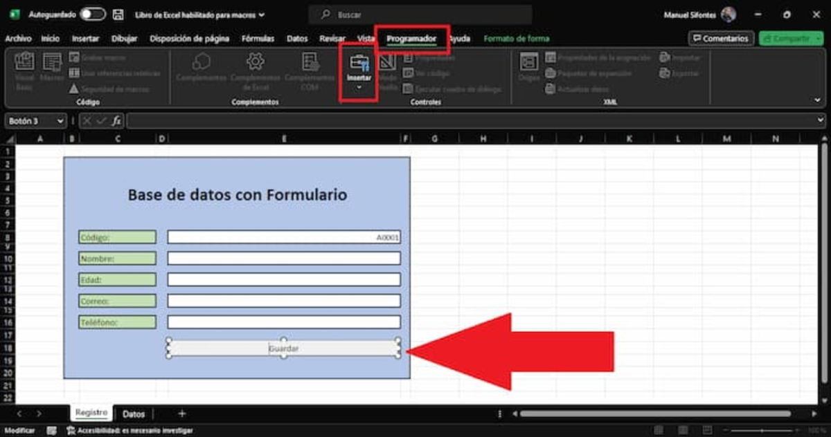 Cómo crear una base de datos en Excel con Formulario paso a paso