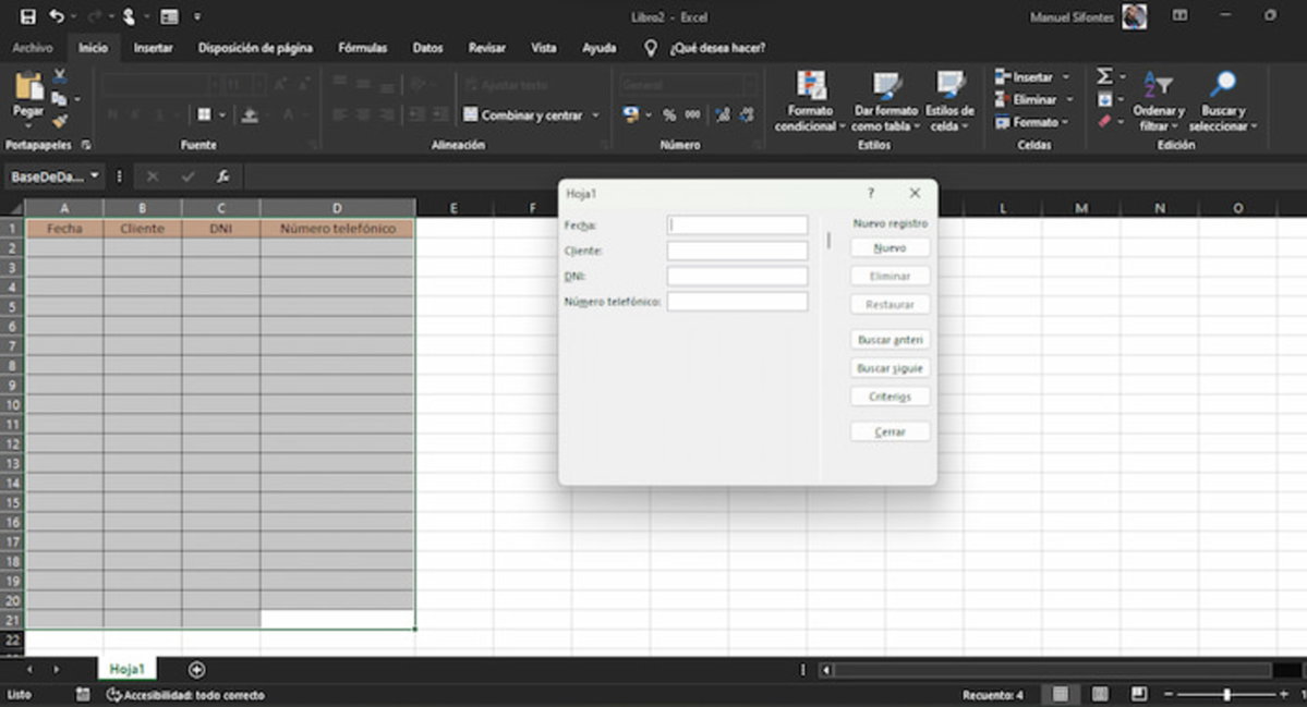Cómo crear un registro de clientes en Excel