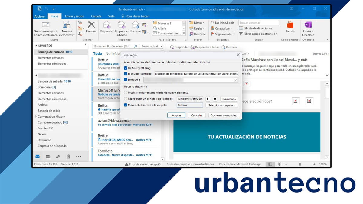 Cómo crear reglas en Outlook con ejemplos