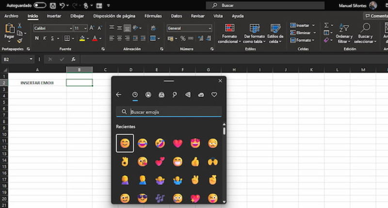 How to put emojis in an Excel spreadsheet