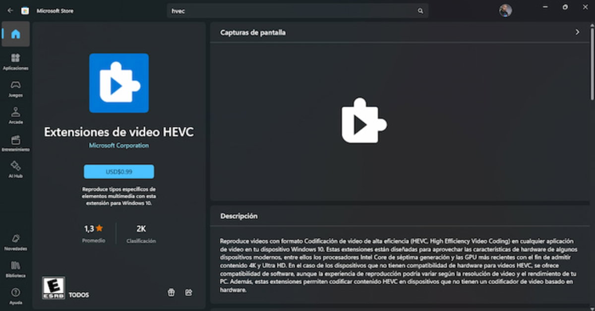 Cómo descargar el códec HEVC en Windows y para qué sirve